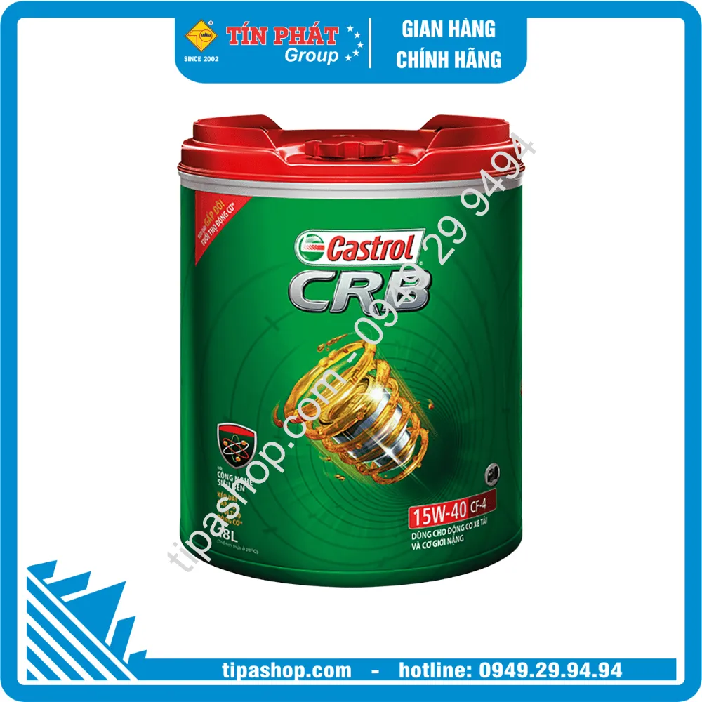 Nhớt Castrol CRB 15W40 18L Chính Hãng - Bảo Vệ Động Cơ, Giá Tốt TipaShop